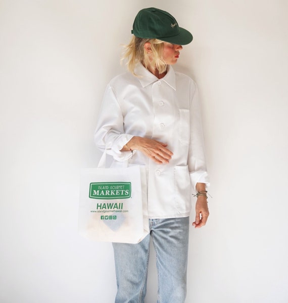 White chore jacket, German work jacket for men size m… - Gem