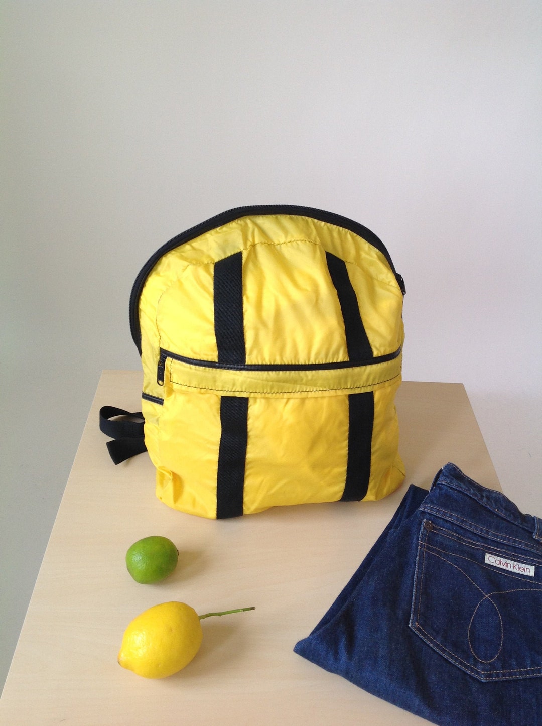 Vintage 80s Rare Yellow East German Backpack Light Weight Daypack Bike ...