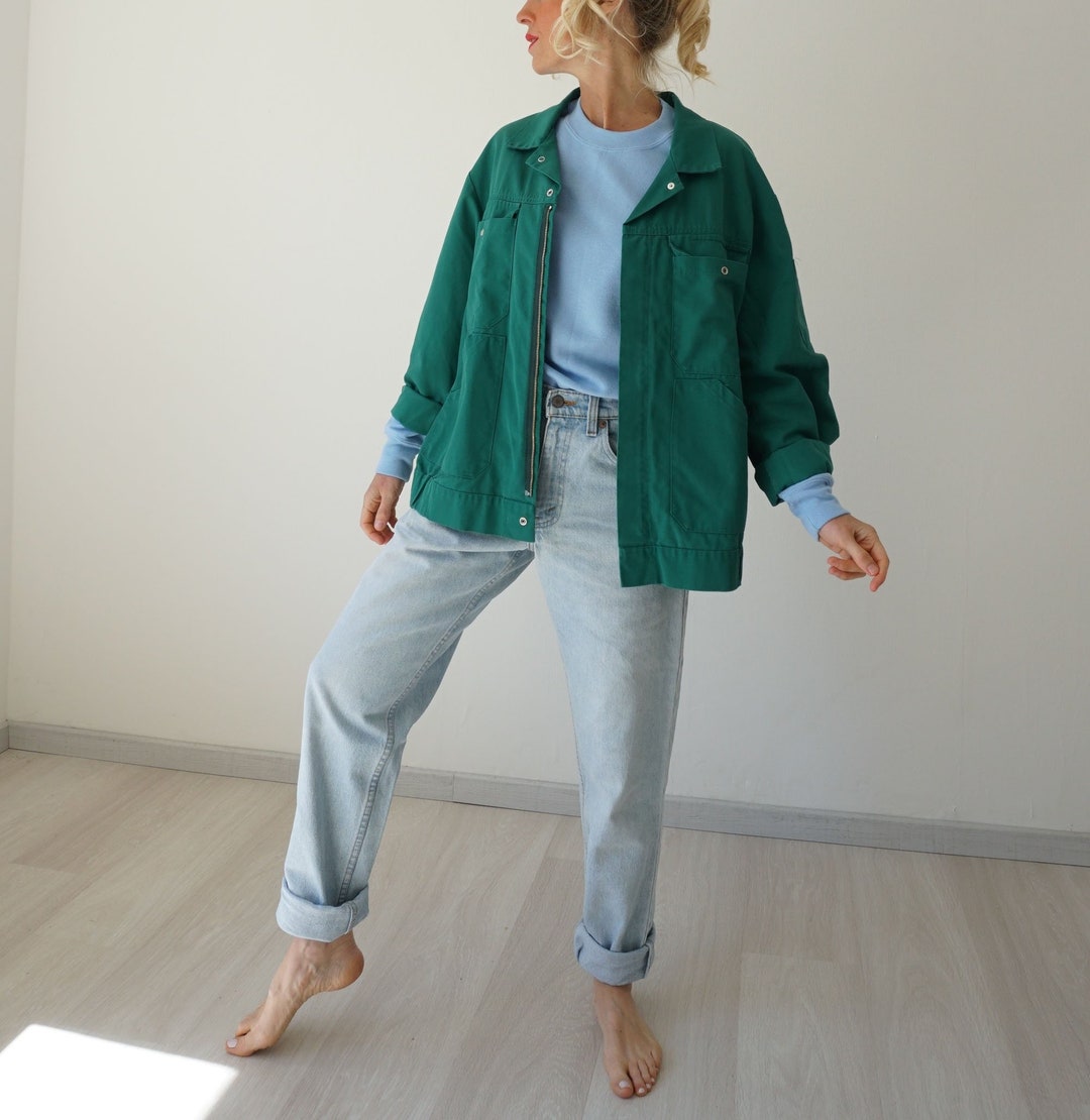 Vintage Emerald Green Chore Snap Jacket | Green Club Car Jacket ...