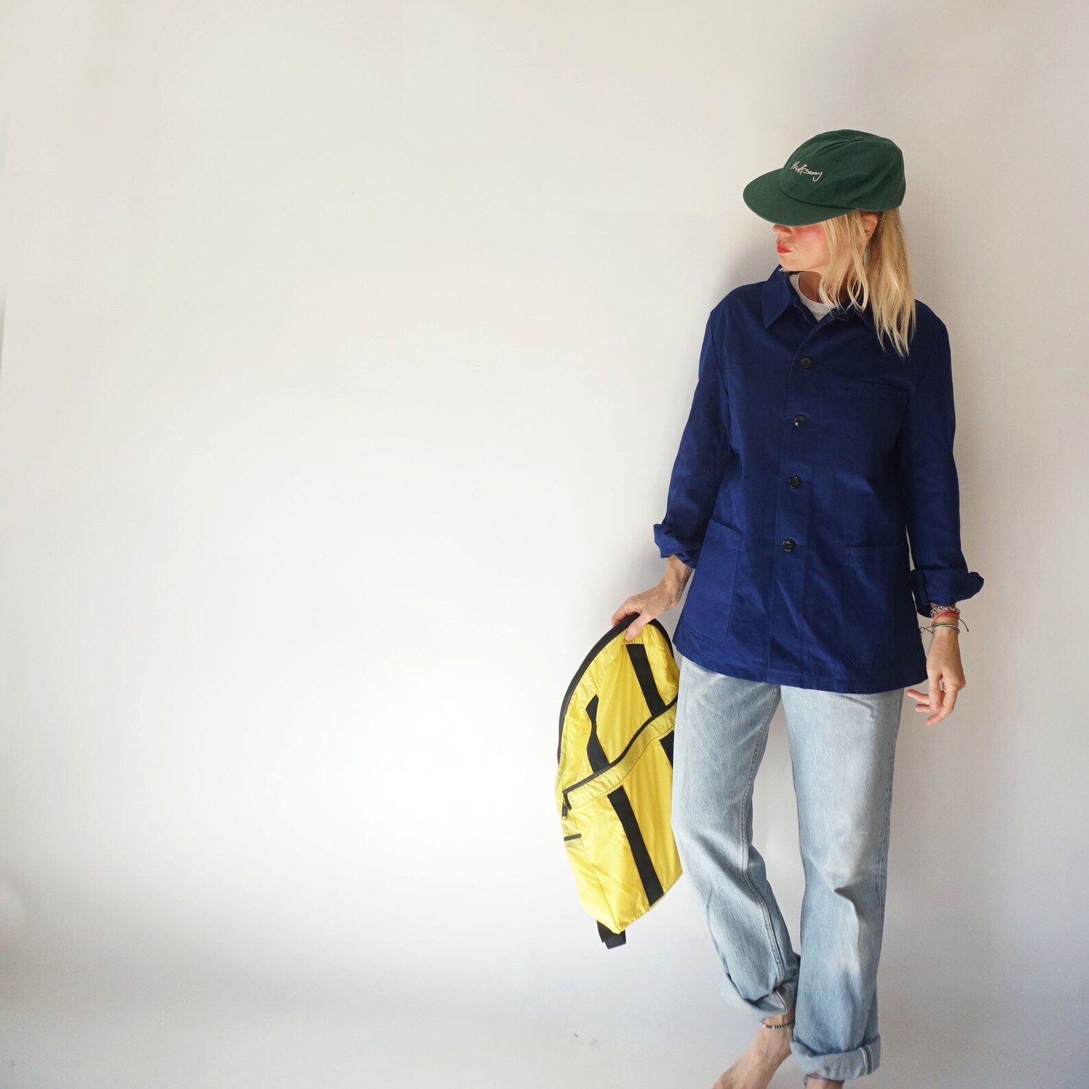 Vintage German Blue Chore Work Jacket | Herringbone Cotton Utility ...