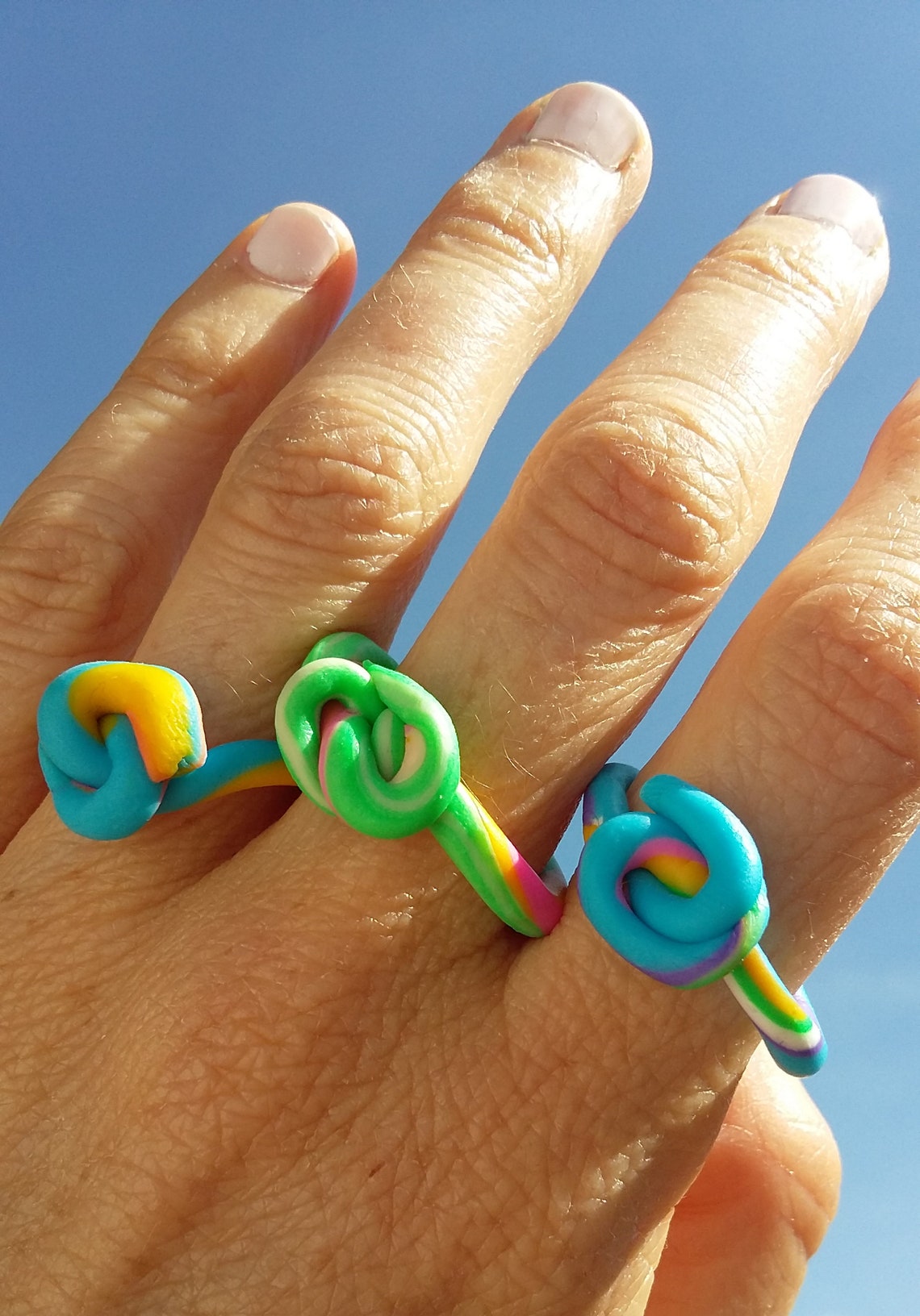 Double Stack Tie Dye Clay Ring Tie Dye Rings 3 | Etsy