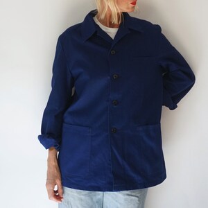 Vintage German Blue Chore Work Jacket | Herringbone Cotton Utility ...