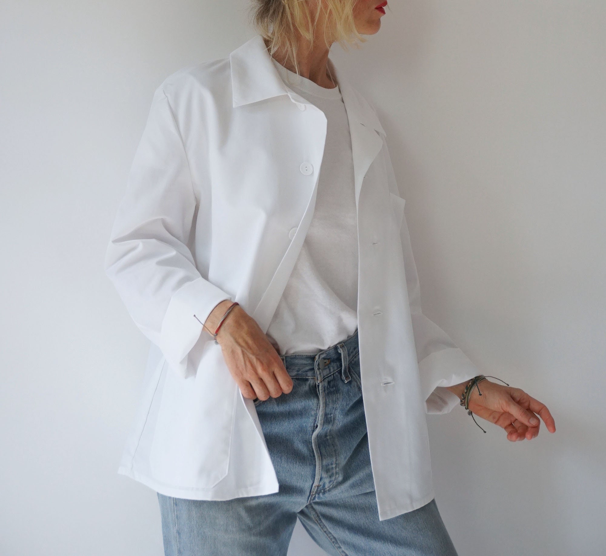 Vintage White German Chore Coat Work Jacket Three Pocket - Etsy