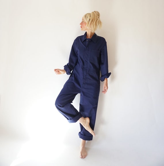 Vintage Deep Indigo Cotton Coverall Utility Coveralls Jump - Etsy