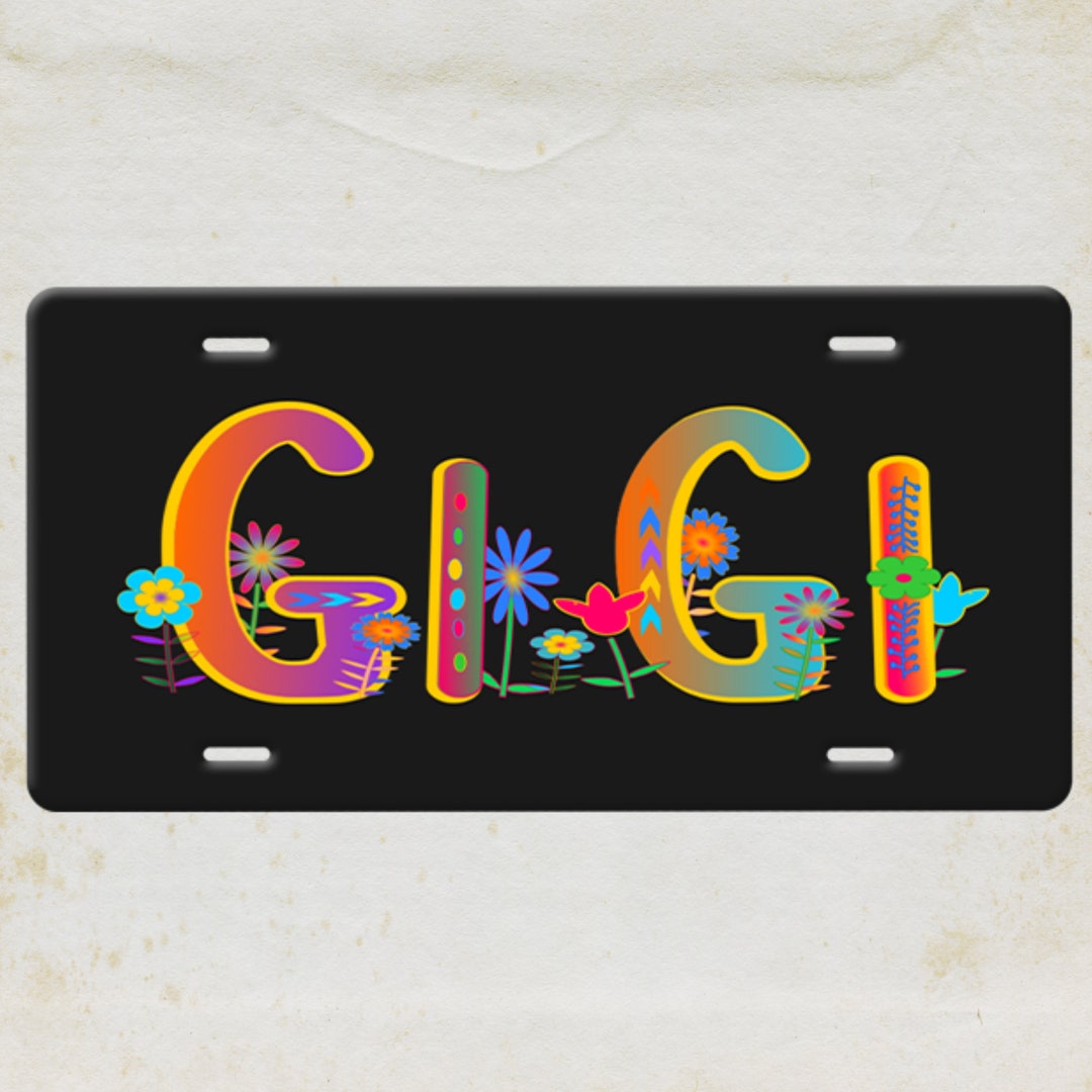 Gi Gi grandmother License Plate-rainbow and Whimsical Flowers Car Tag ...
