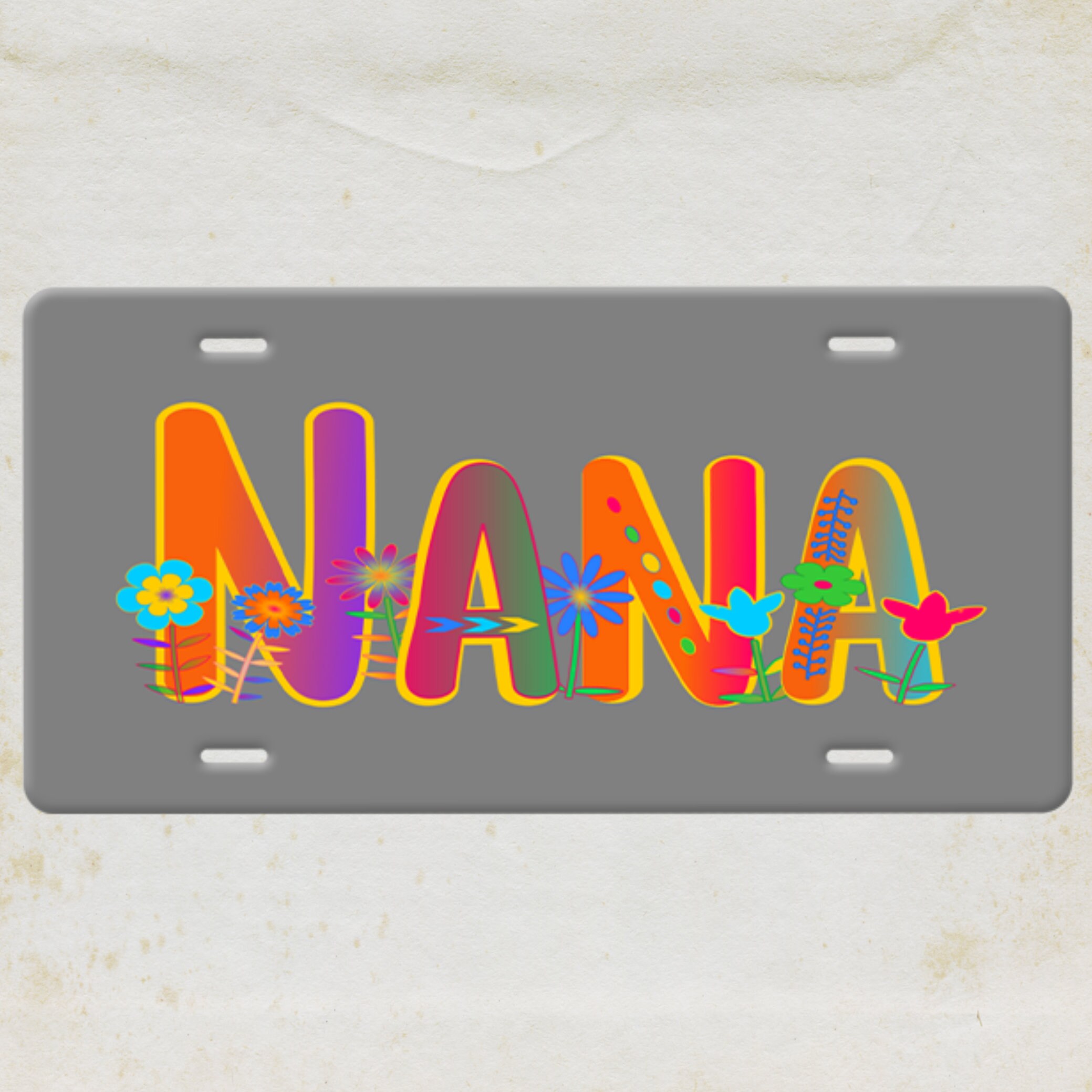 Nana grandmother License Plate-rainbow and Whimsical Flowers - Etsy