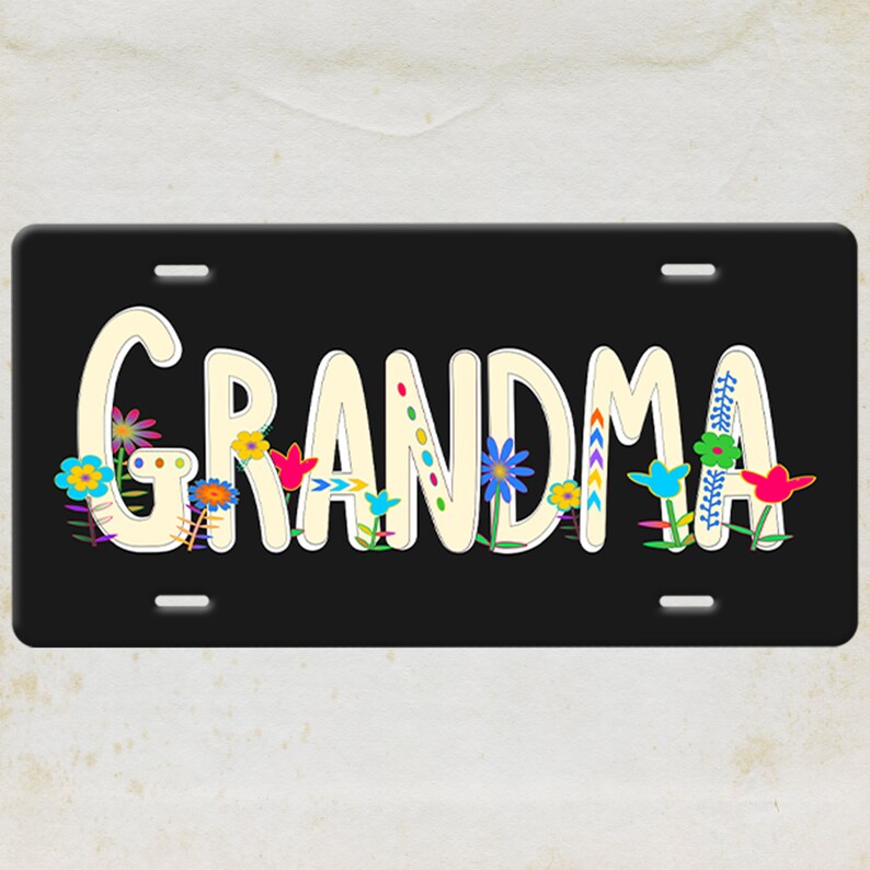 Grandma License Plate grandmother Cream Quote and Whimsical - Etsy