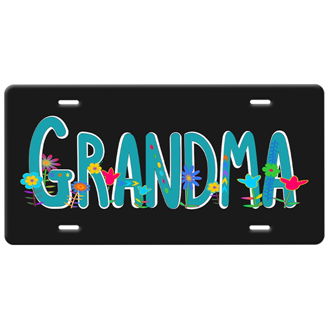Grandma License Plate (grandmother) Teal Blue Quote and Whimsical ...