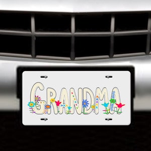 Grandma License Plate grandmother Cream Quote and Whimsical - Etsy UK