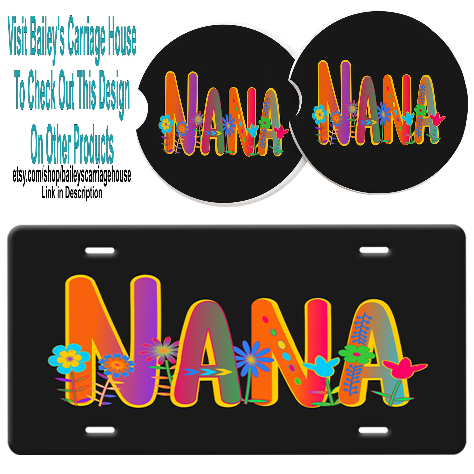 Nana grandmother License Plate-rainbow Quote and Whimsical | Etsy
