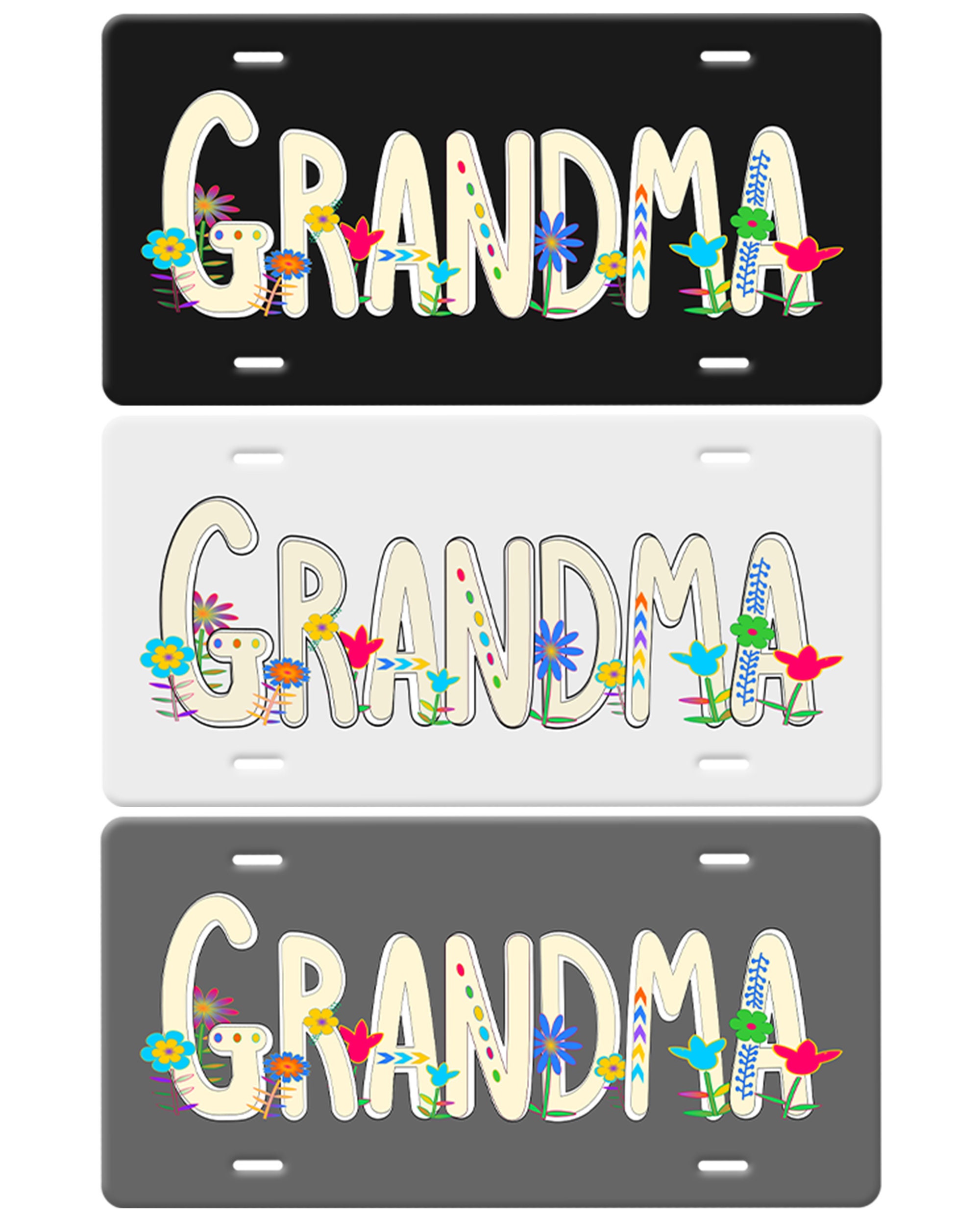 Grandma License Plate grandmother Cream Quote and Whimsical | Etsy