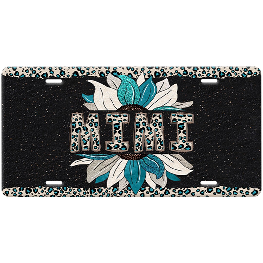 Mimi(grandmother Name) License Plate-teal Blue Leopard Print and Cream ...