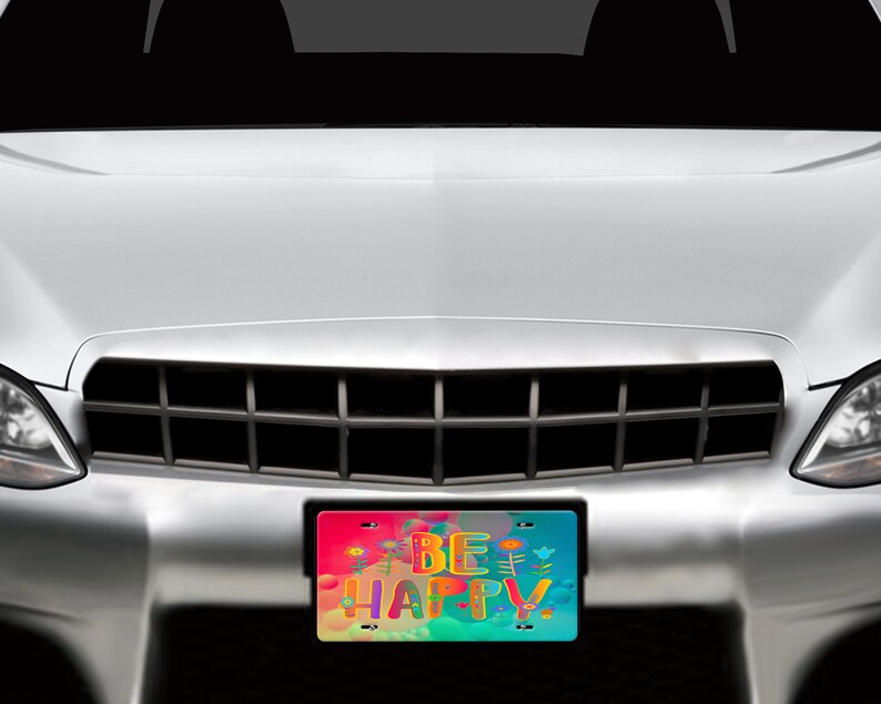 Be Happy License Plate-colorful Quote Car Tag-bubbles Car - Etsy