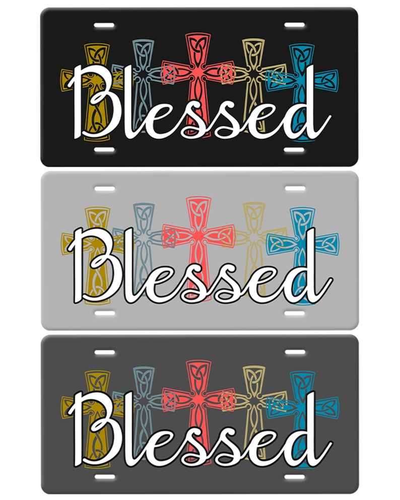 Blessed Christian License Plate-white Quote on A Colorful | Etsy