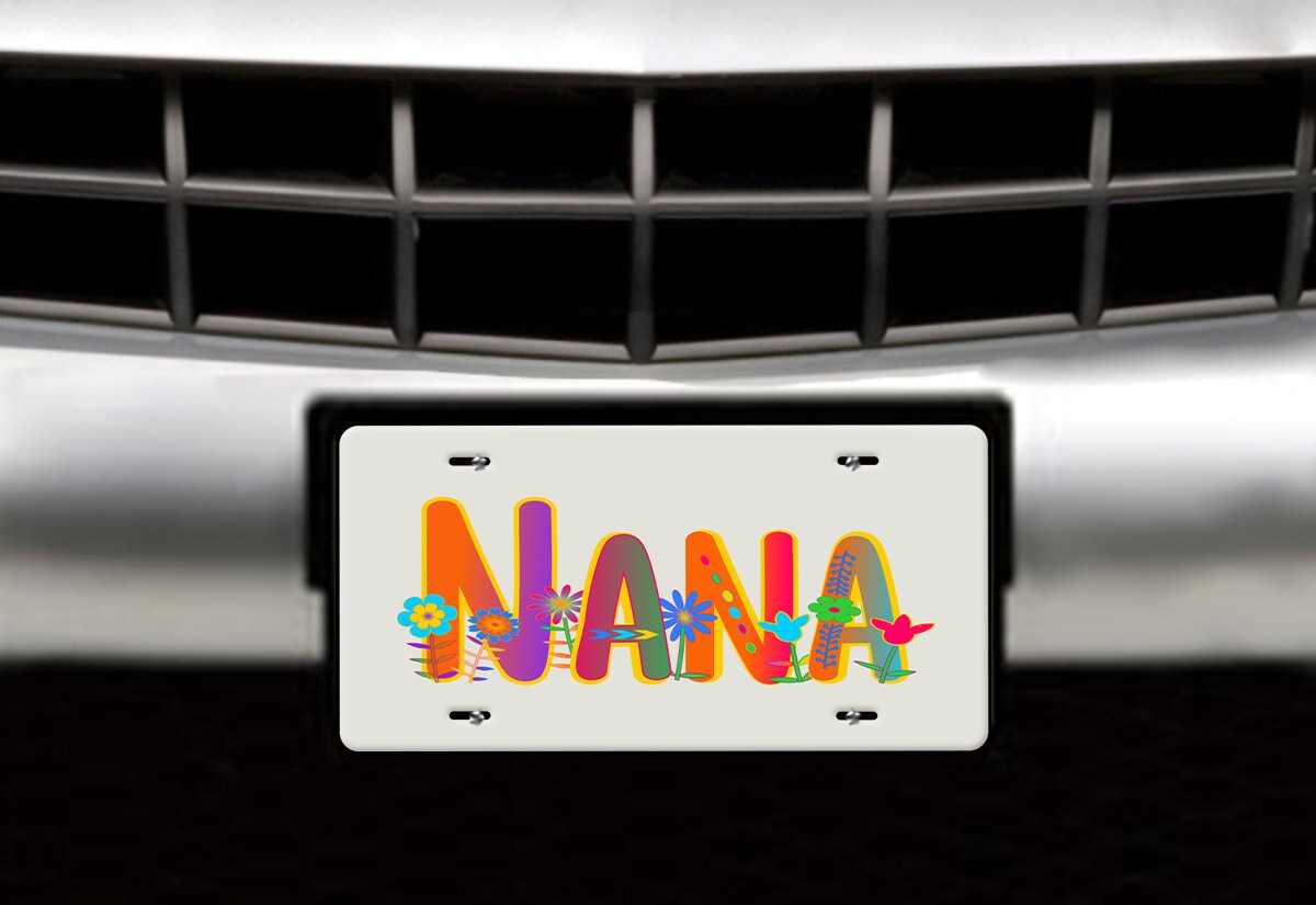 Nana grandmother License Plate-rainbow and Whimsical Flowers | Etsy