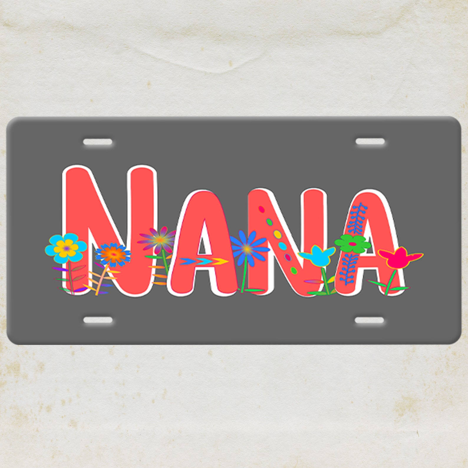 Nana License Plate grandmothercoral Quote and Whimsical | Etsy
