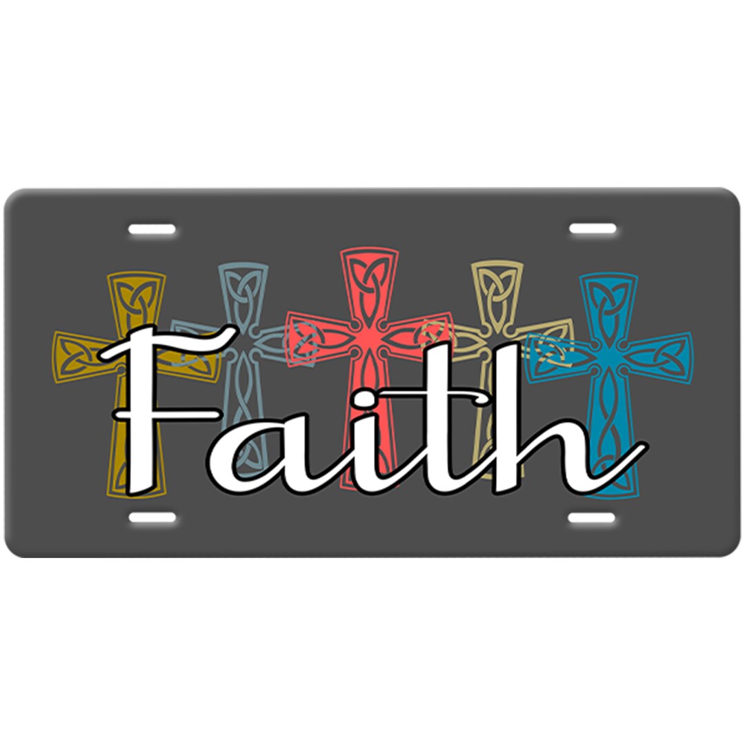 Faith Christian License Plate-white Quote on A Colorful Cross Display ...