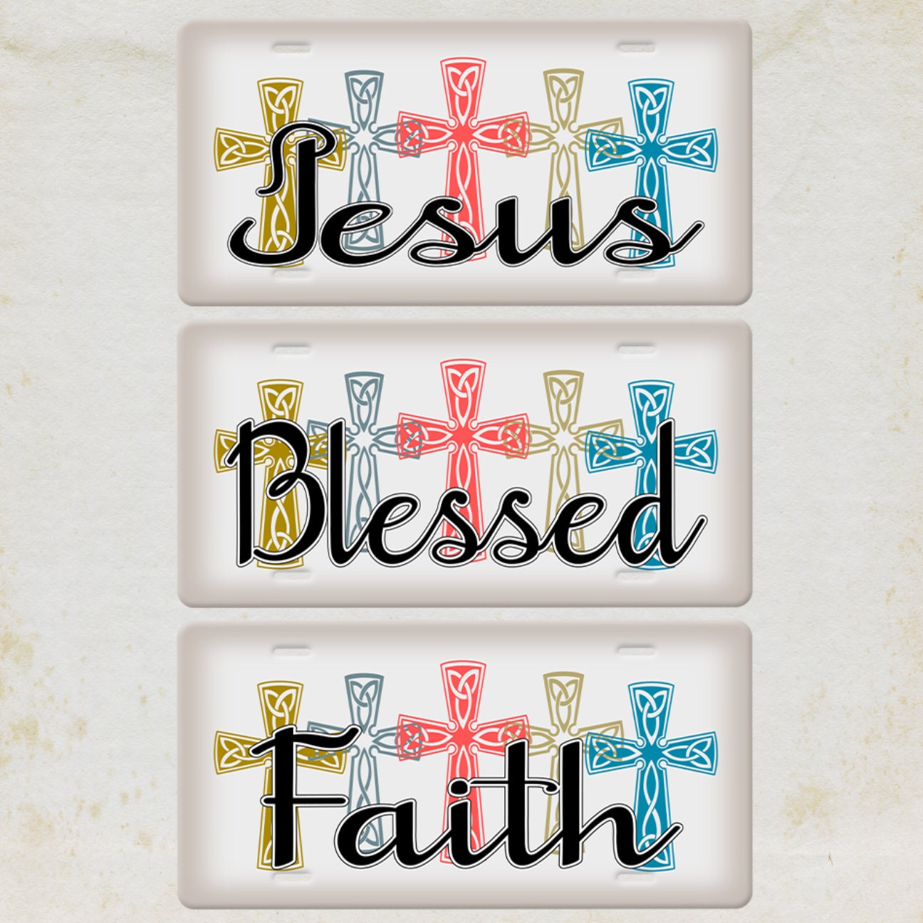Blessed Christian License Plate-black Quote on A Colorful | Etsy