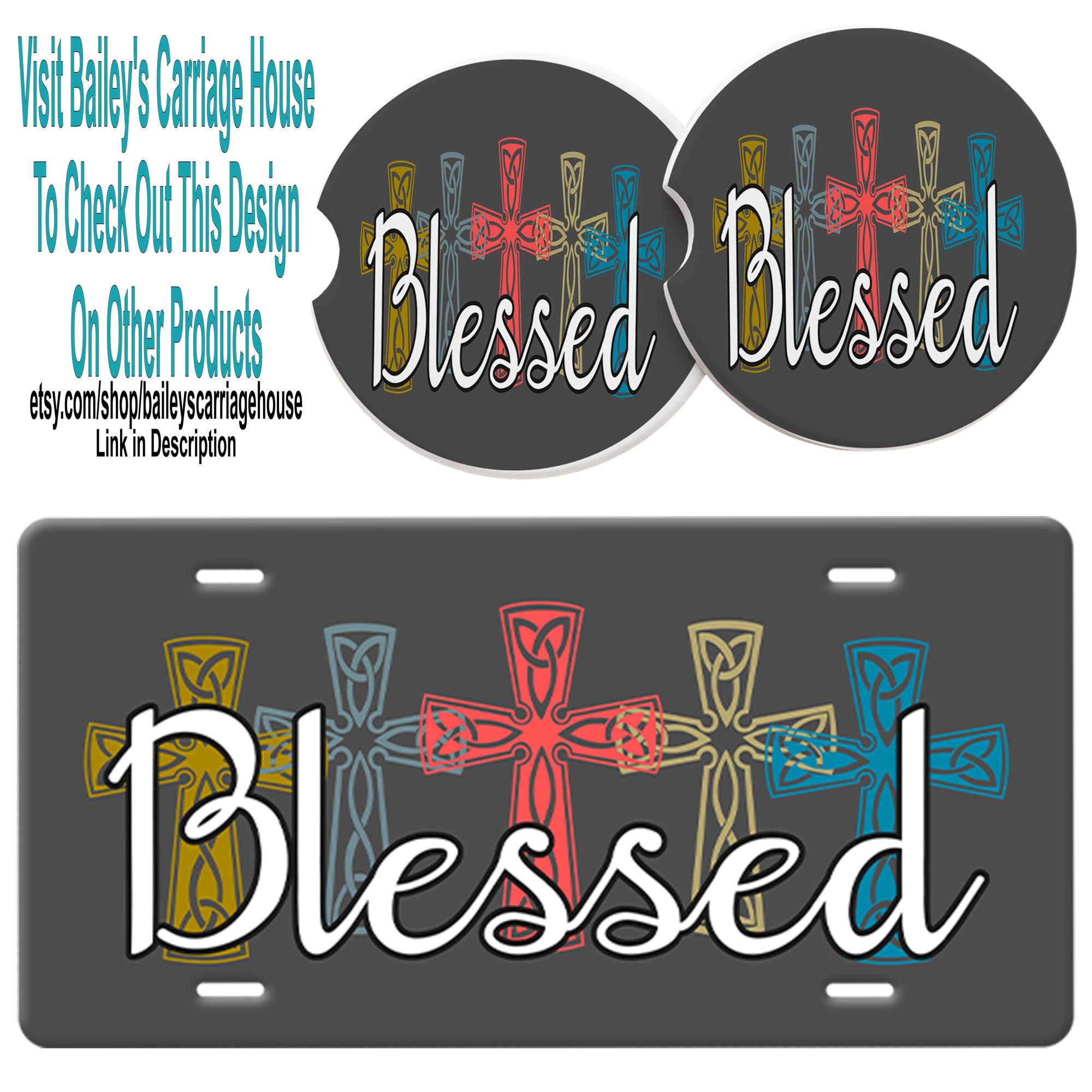 Blessed Christian License Plate-white Quote on A Colorful - Etsy