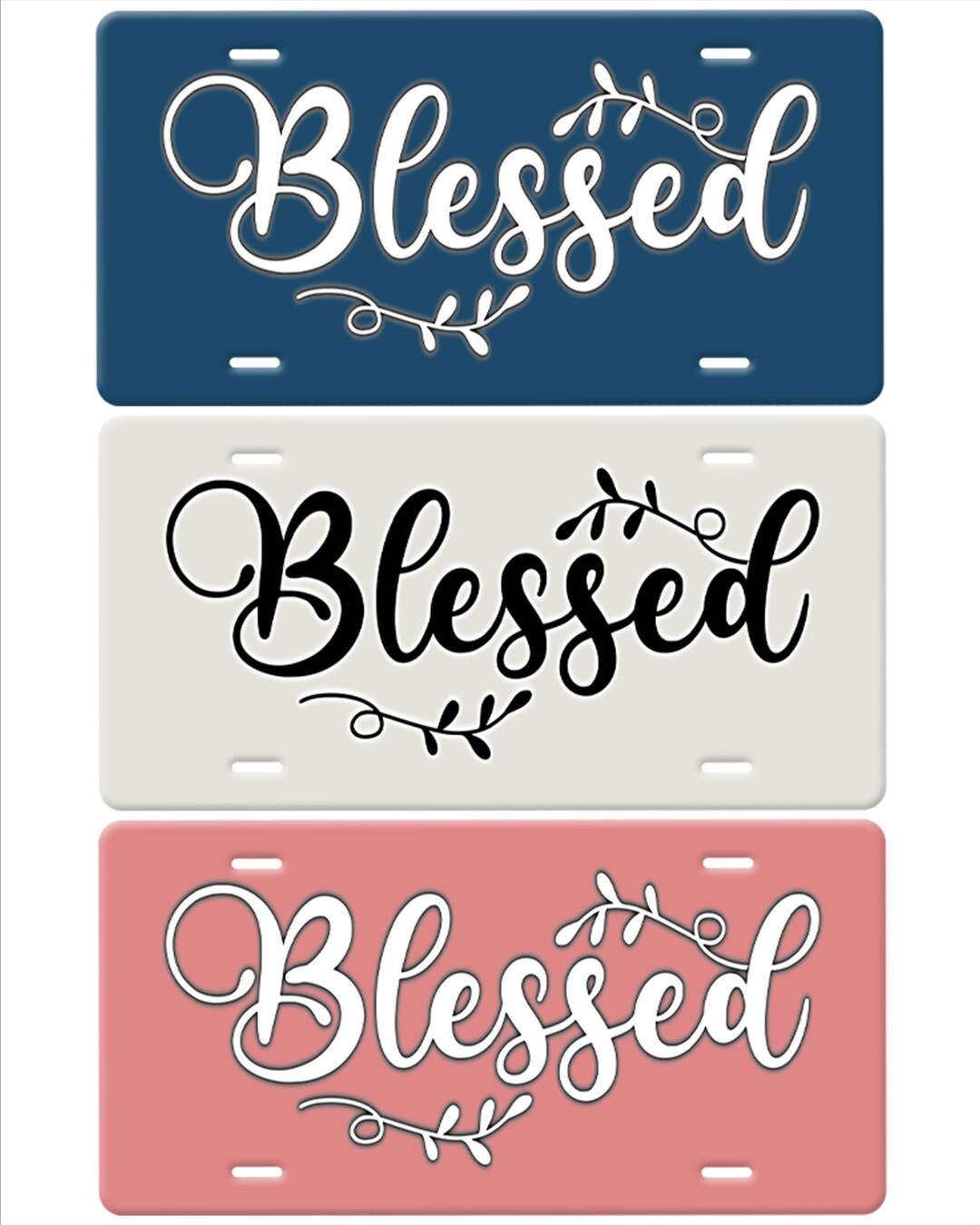 Blessed-bible Verse Christian Vanity License Plate, Solid Blue, Solid ...