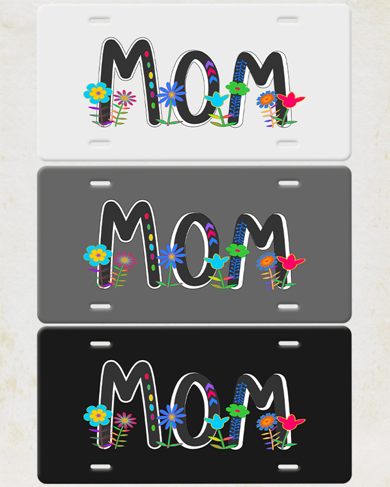 Mom License Plate-black Quote and Whimsical Flowers on a Cream - Etsy