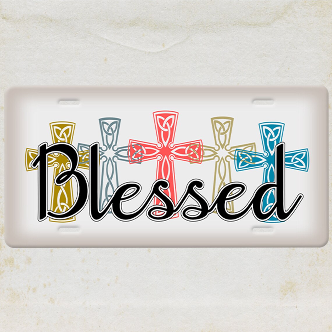 Blessed Christian License Plate-Black Quote And A Colorful | Etsy