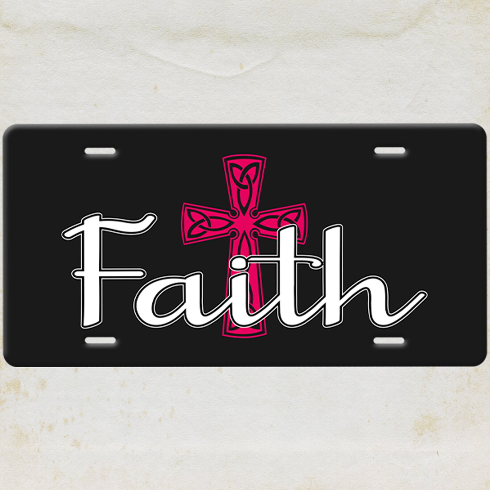 Faith Christian License Plate-white Quote and A Pink Cross on - Etsy