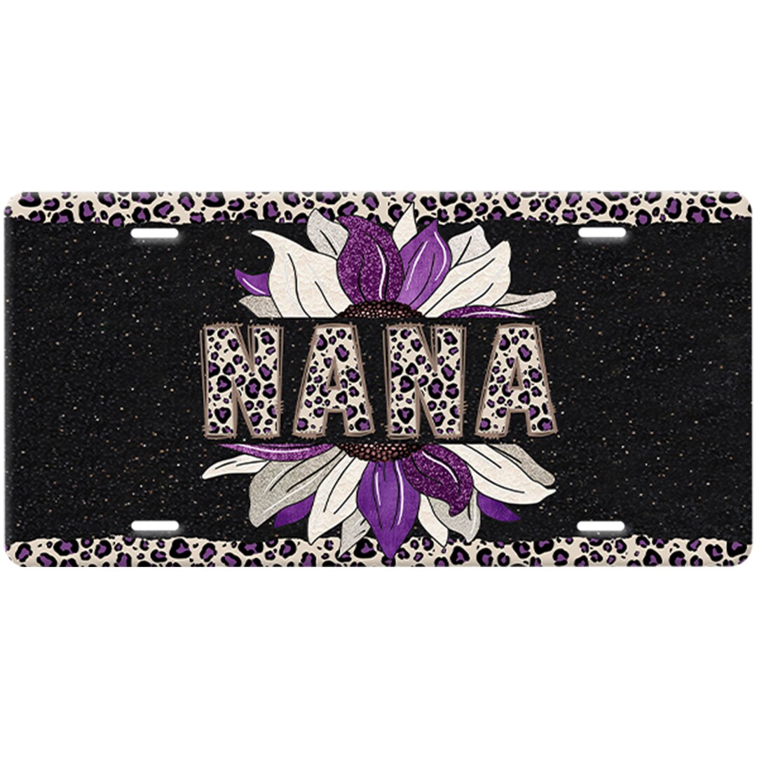 Nana (grandmother Name) License Plate-purple Leopard Print and Cream ...