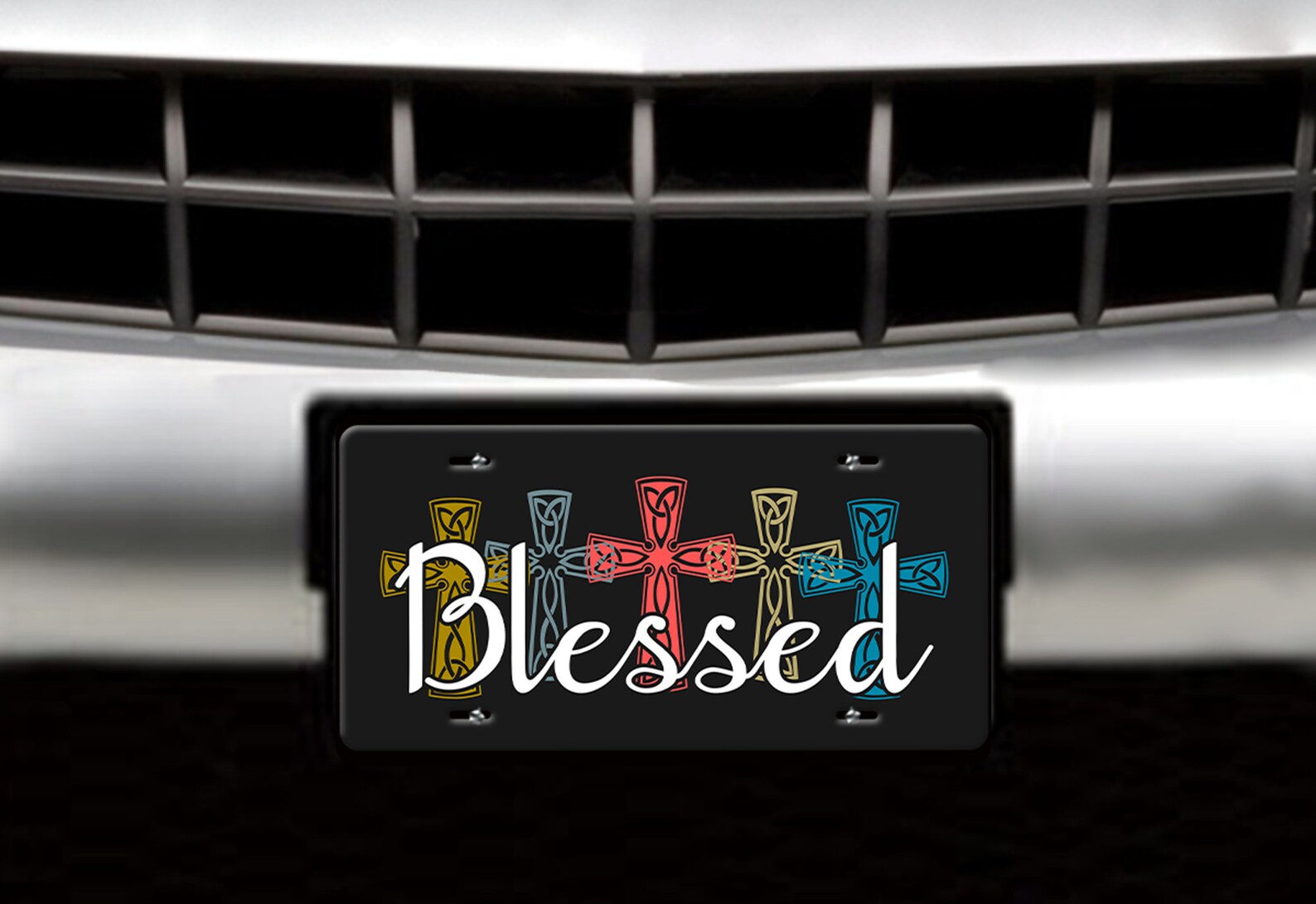 Blessed Christian License Plate-white Quote on A Colorful | Etsy
