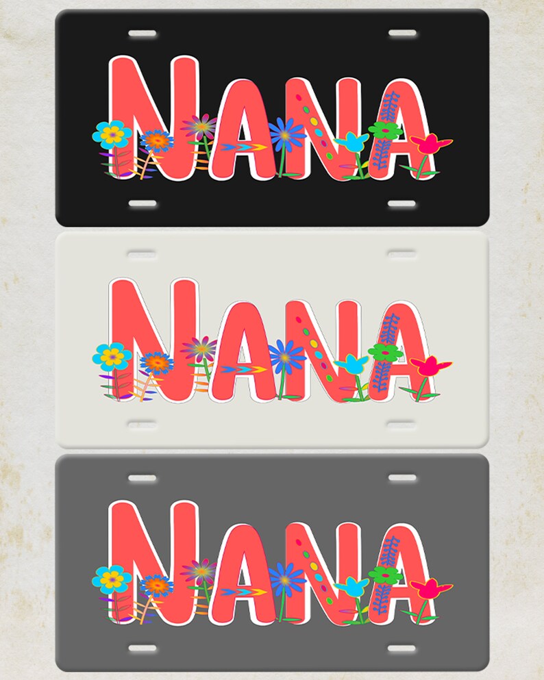 Nana License Plate grandmothercoral Quote and Whimsical | Etsy