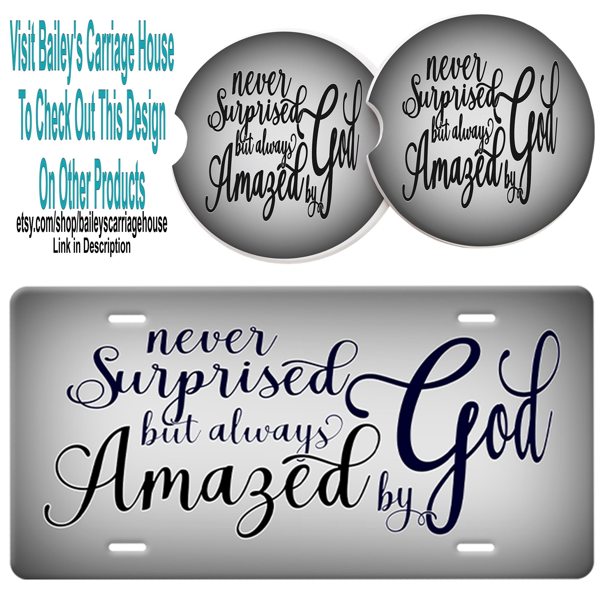 Amazed by God Christian License Plate-black Quote on A Blended | Etsy