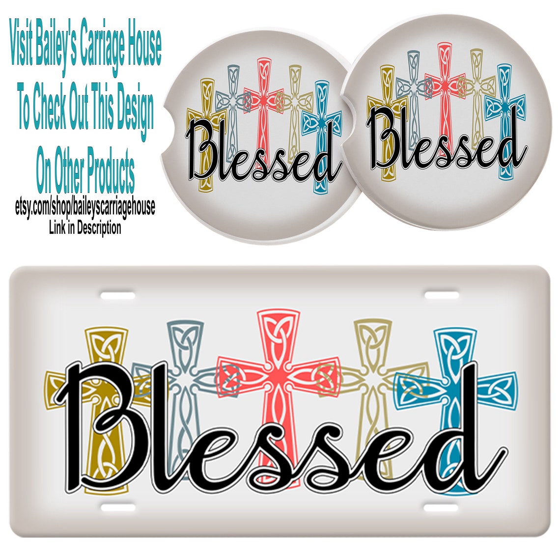 Blessed Christian License Plate-black Quote on A Colorful | Etsy