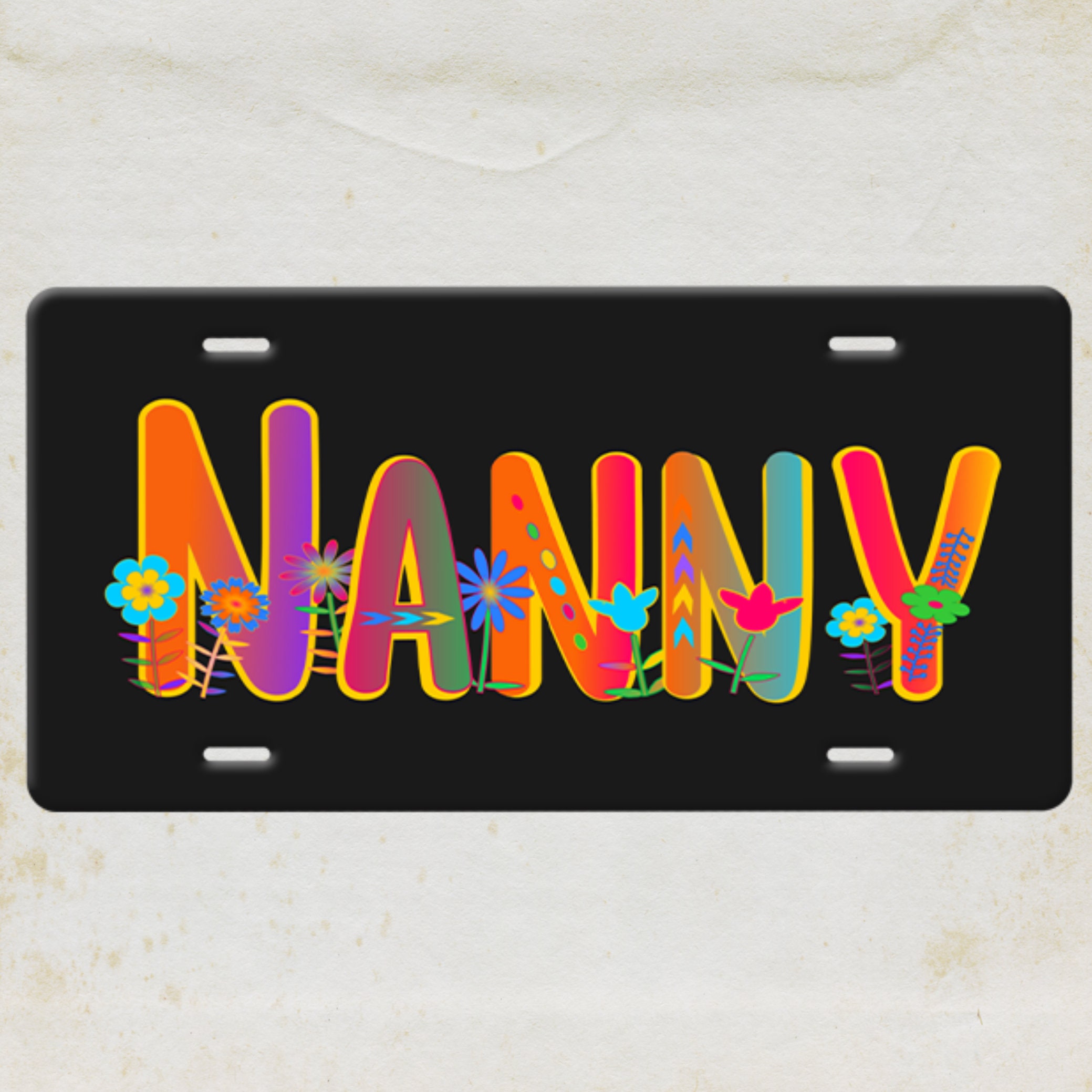 Nanny Grandmother License Plate-Rainbow and Whimsical | Etsy