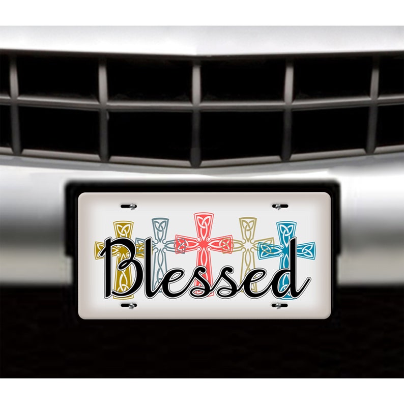 Blessed Christian License Plate-Black Quote And A Colorful | Etsy