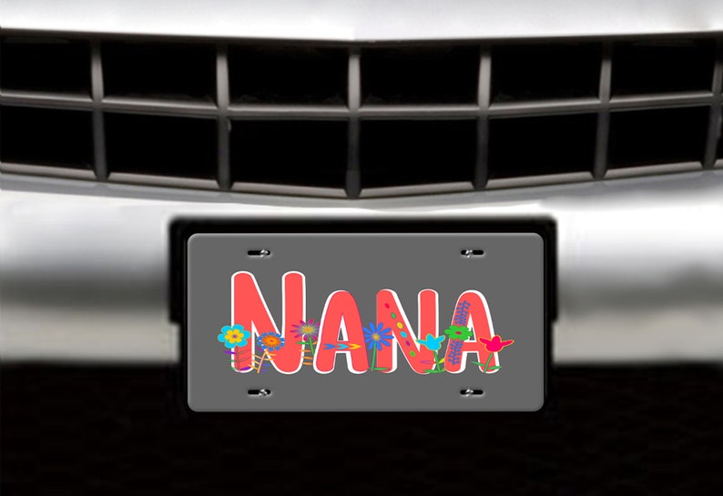 Nana License Plate grandmothercoral Quote and Whimsical - Etsy