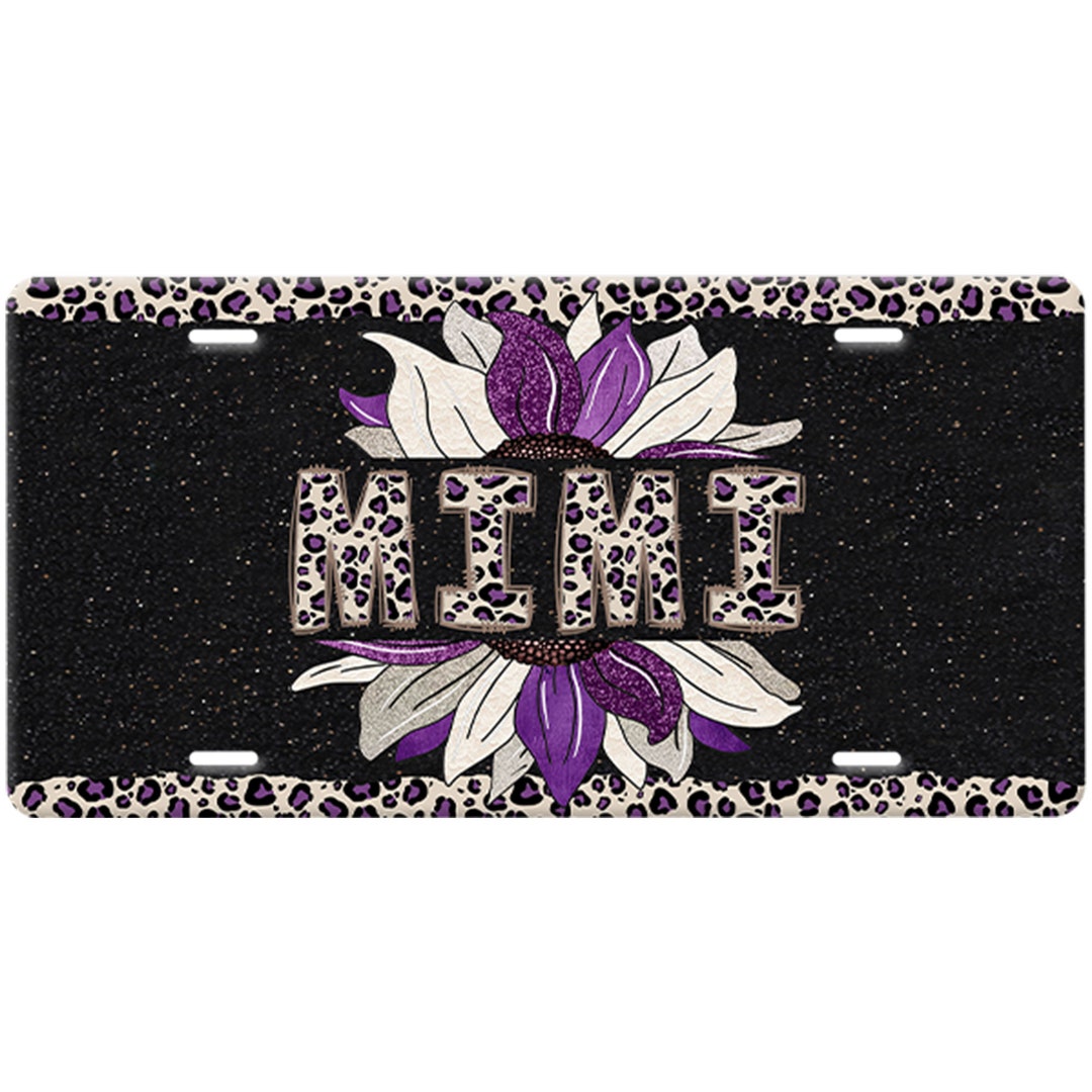 Mimi (grandmother Name) License Plate-purple Leopard Print and Cream ...