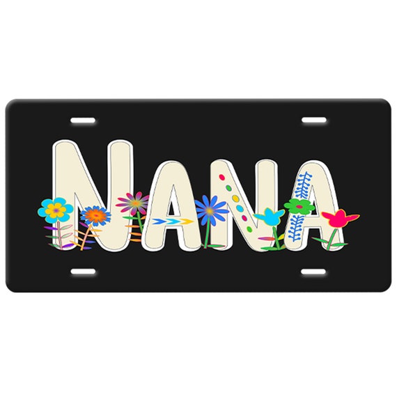 Nana License Plate GrandmotherCream Quote and Whimsical | Etsy