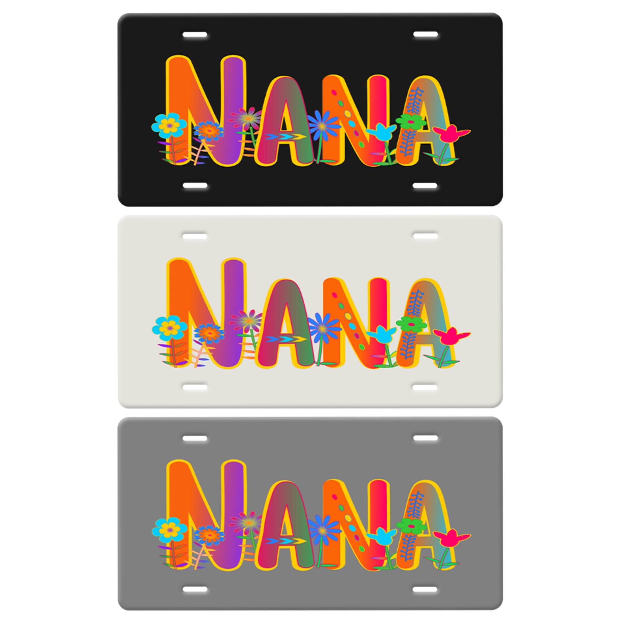 Nana grandmother License Plate-rainbow and Whimsical Flowers - Etsy