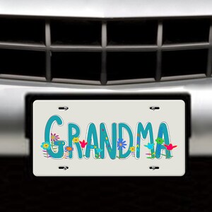 Grandma License Plate (grandmother) Teal Blue Quote and Whimsical ...