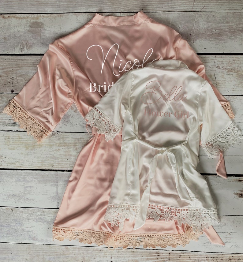 Luxury Flower Girl Robe Personalised Bridal Party Blush Rose - Etsy