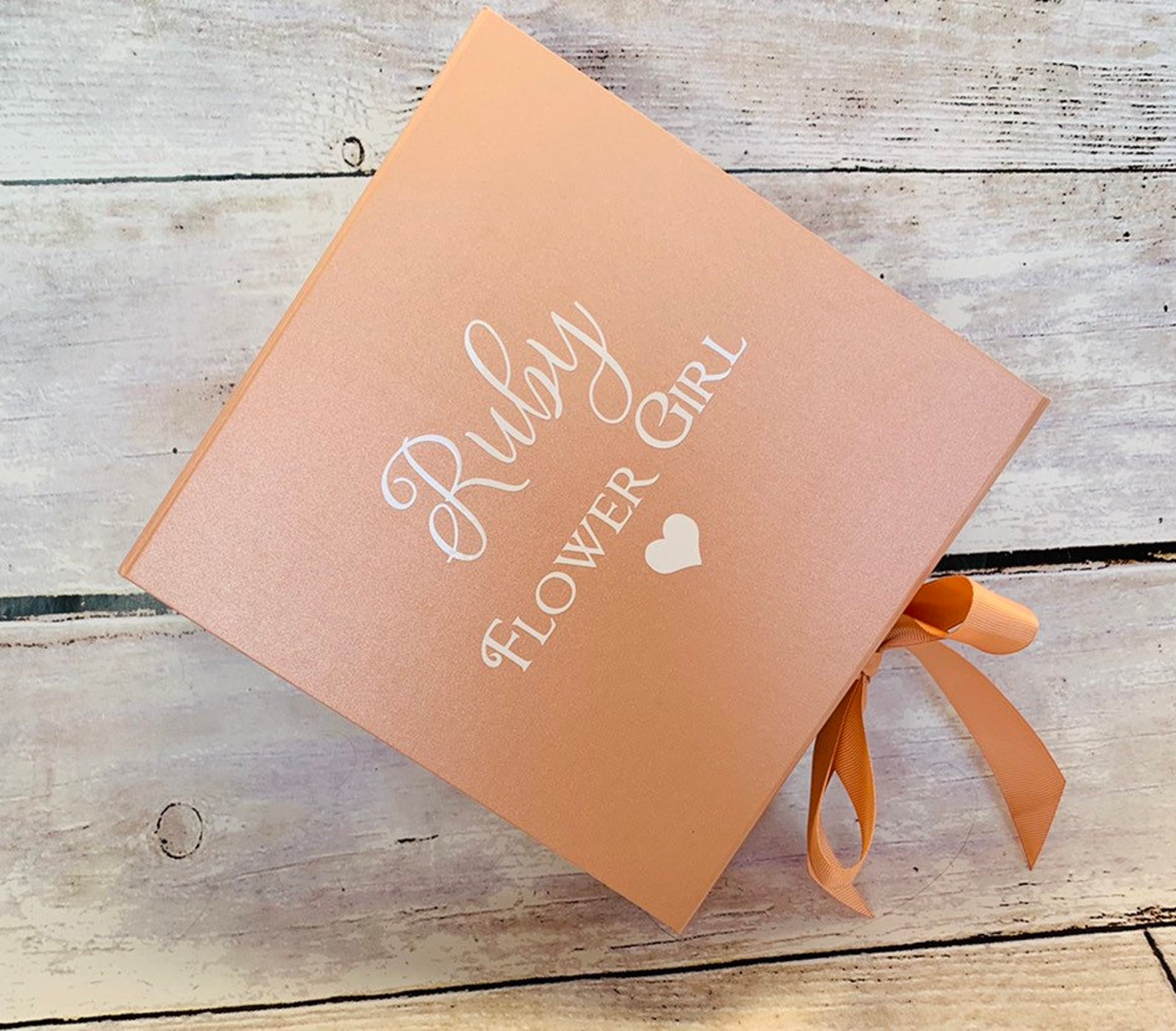 Personalised Flower Girl Gift Set Hamper Box Satin Robe Glass Wedding ...