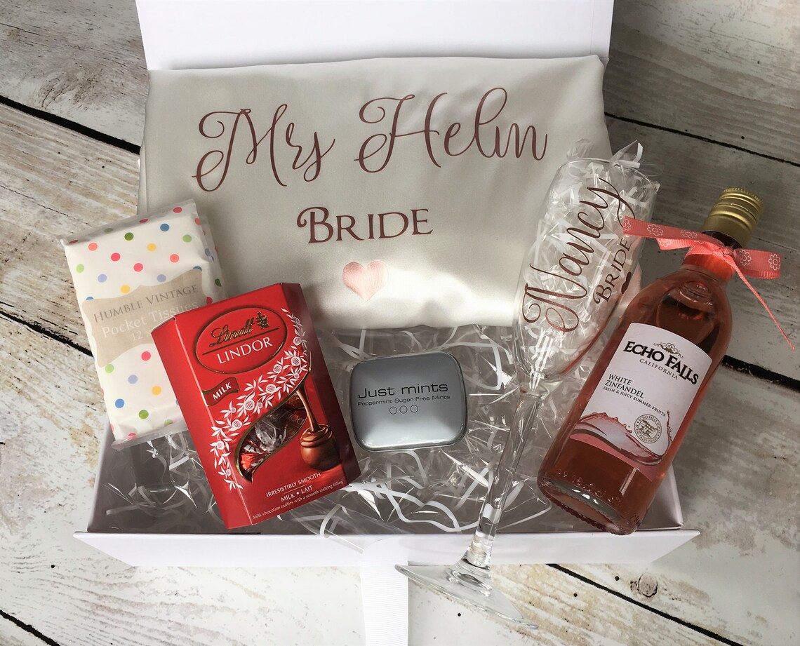 Personalised Bridal Gift Set Hamper Box Satin Robe Champagne | Etsy