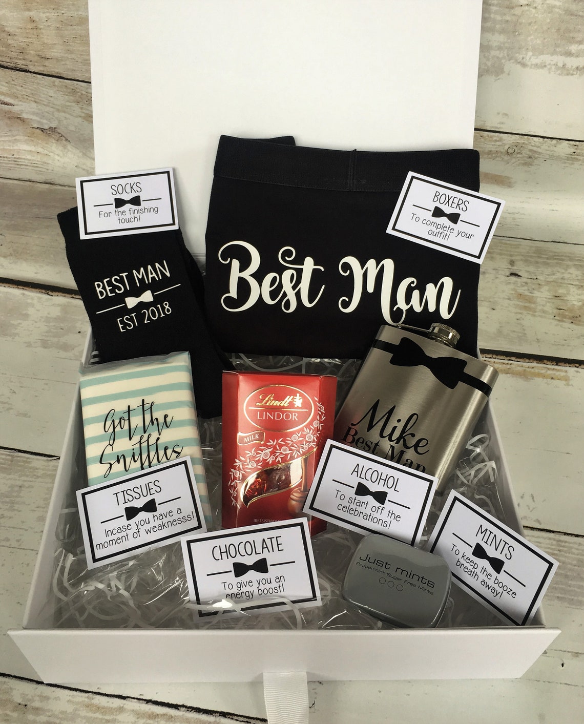 Best Man Gifts Personalised Hip Flask Boxer Shorts Gift Box | Etsy UK