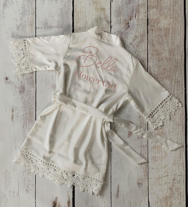 Luxury Flower Girl Robe Personalised Bridal Party Blush Rose - Etsy