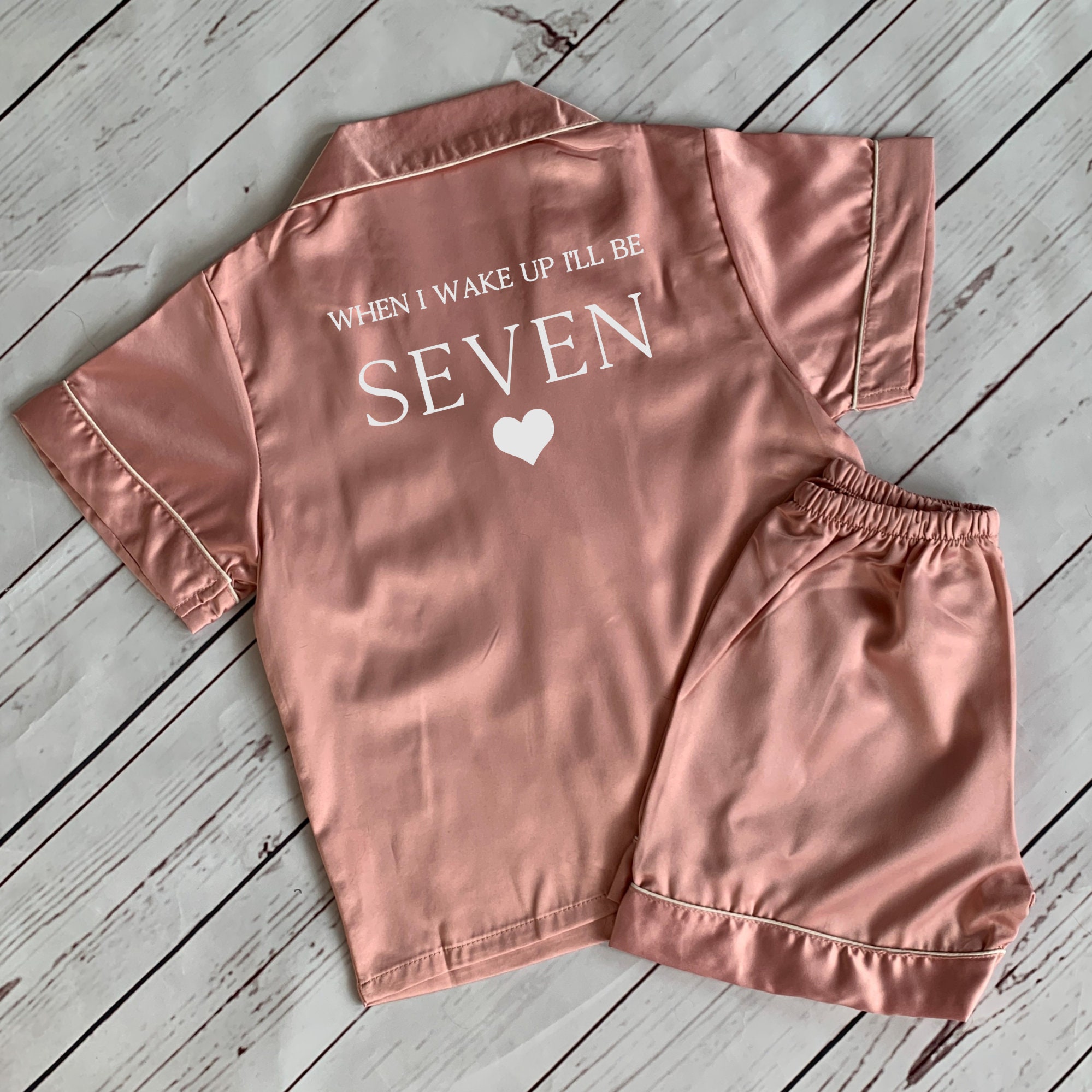 Personalised Birthday PJs Pyjamas Satin When I Wake Up Girls | Etsy