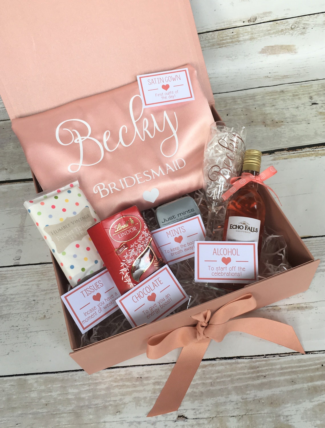 Set of Four Bridesmaid Gift Set Hamper Proposal Box Satin | Etsy