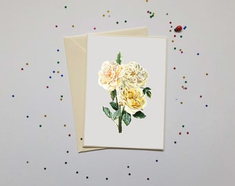 Yellow Rose Card | Etsy