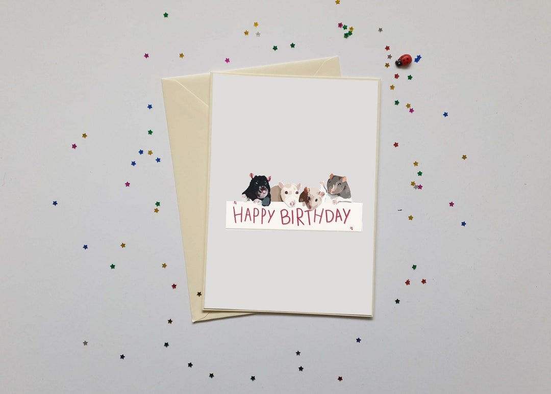 Happy Birthday Rats Card | Birthday Card | Greeting Card - Etsy