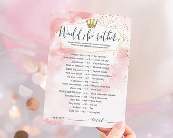 Would She Rather Baby Shower Game Who Knows Mommy Best Baby | Etsy