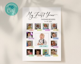 My First Year Photo Poster 1st Birthday Photo Collage Sign | Etsy